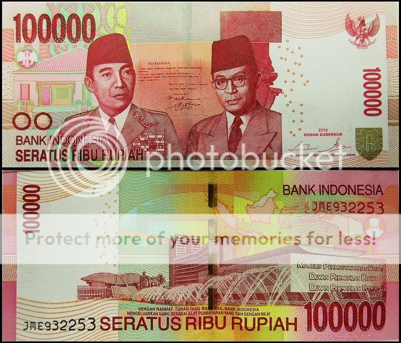 Indonesian 100,000 Rupiah Banknote, 2014, IDR, Currency